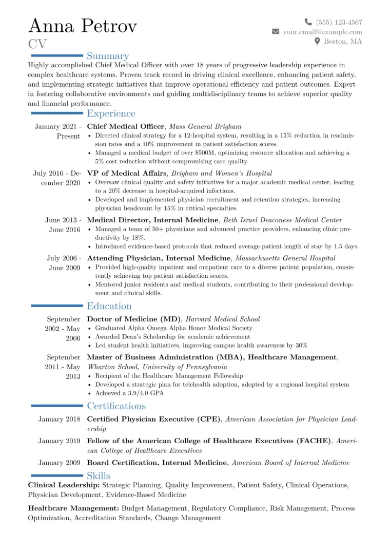 Hospital CFO Resume Examples + Free Template (2026)
